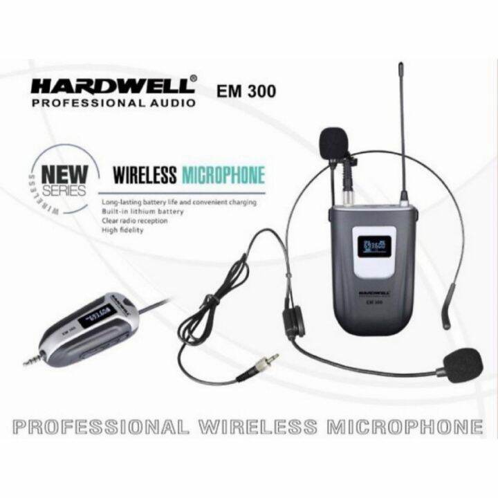 Mic Wireless HARDWELL EM 300 Headset + Clip On Original | Lazada Indonesia