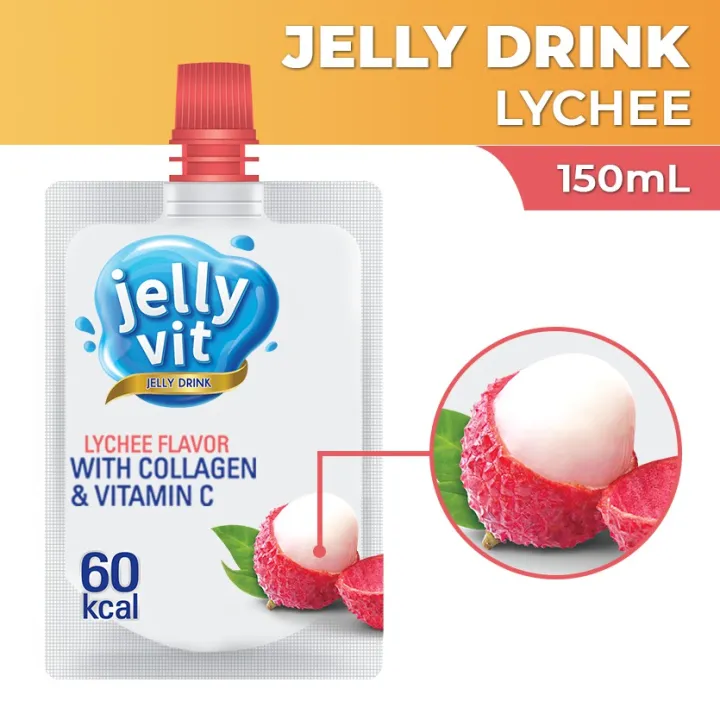 Jelly Vit Jelly Drink Lychee Flavor with L-Collagen and Vitamin C 150mL ...