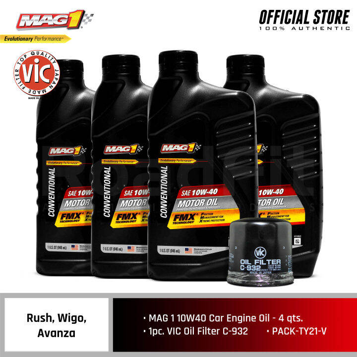 MAG 1 10W40 API SN Certified Car Engine Oil PN#61650 + VIC Oil Filter C ...