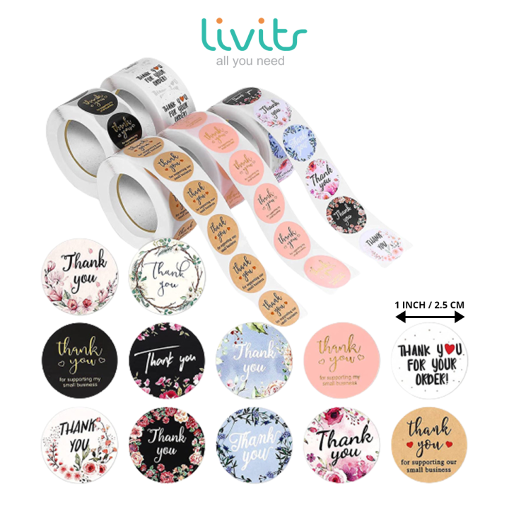 Stiker Ucapan Terima Kasih 500 pcs/Sticker Thank You Warna Self ...