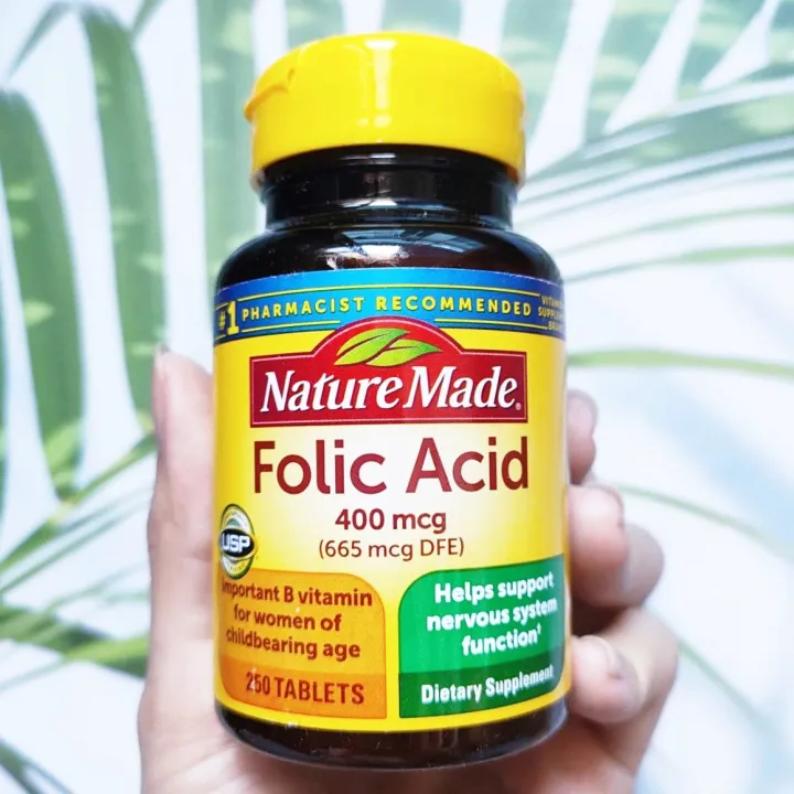 โฟลิค เอซิด Folic Acid 400 mcg 250 Tablets (Nature Made®) Folate โฟเลต ...