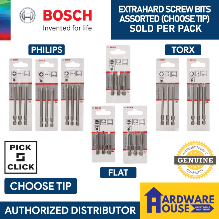 ORIGINAL BOSCH ExtraHard Screw Bit 3PCS Set Sold Per Pack Choose ...