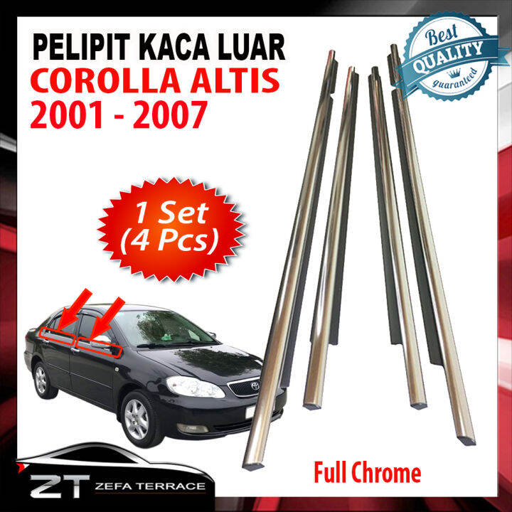 Pelipit List Kaca Luar Toyota Corolla Altis Chrome Tahun 2001-2007 ...
