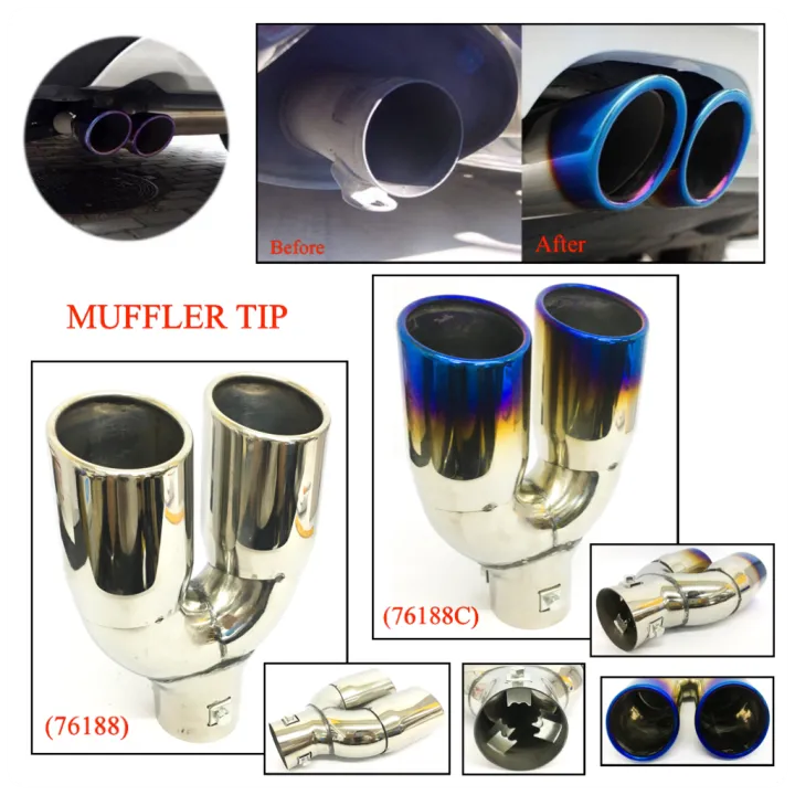 MCPA Muffler Tip Stainless Steel Car Weatherproof Curve Dual Exhaust ...