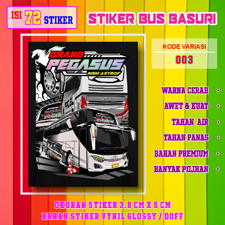 stiker bus basuri PEGASUS [003] isi 72 pcs warna cerah awet jelas MURAH ...