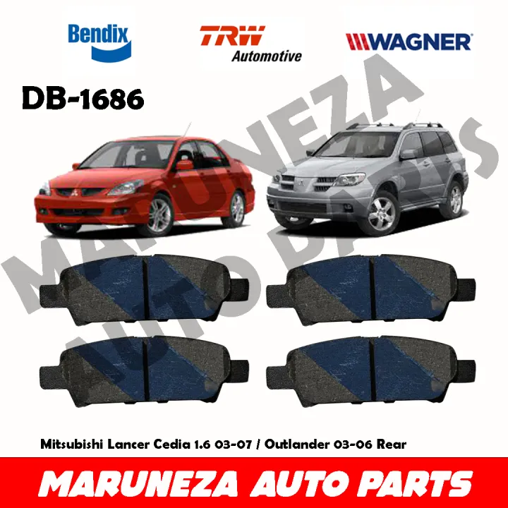 Brake Pads DB1686 Mitsubishi Lancer Cedia 03-08 / Outlander 03-06 Rear ...