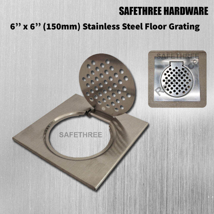 Bathroom 4'' x 4'' (100mm) or 6'' x 6'' (150mm) Stainless Steel Floor ...