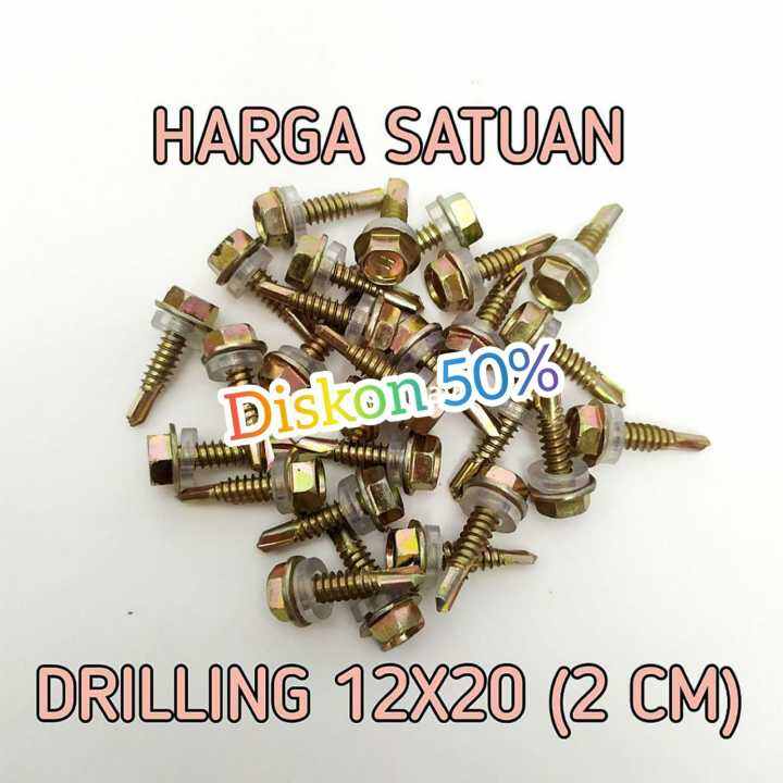 baut driling baja ringan ukuran 12x20 panjang 2cm isi 400pcs baut ...