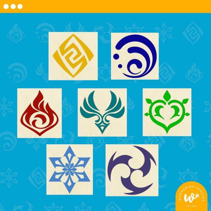 Waterproof Genshin Impact Visions Vinyl Decal Stickers Pyro Hydro ...
