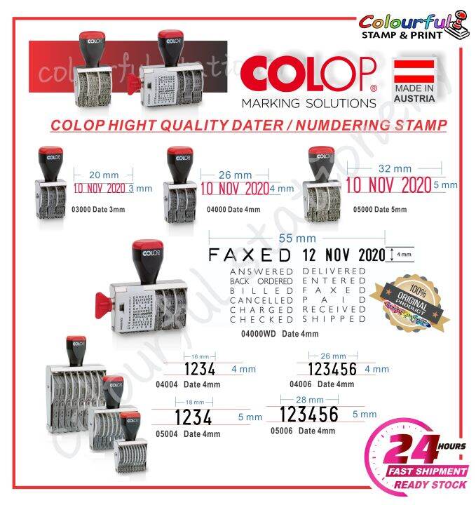 COLOP DATE / NUMBERING STAMP. (HIGHT QUALITY) | Lazada