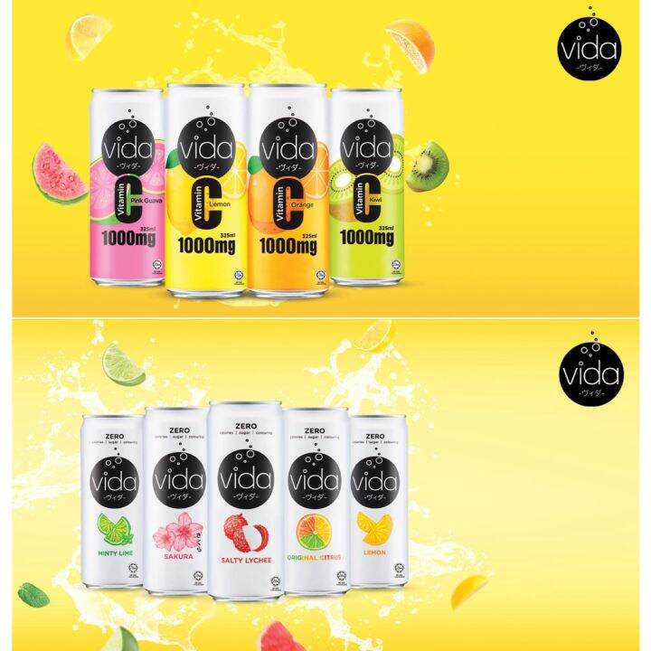 Vida Zero Vitamin C Sparking Drink Halal Minuman Berkarbonat Tanpa Gula ...