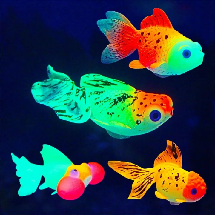 CUTE ELVES Tropical Fish Silicone Aquarium Goldfish Night Light Glow In ...