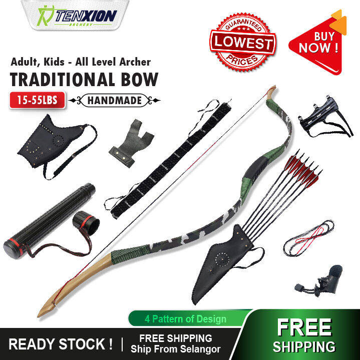 TenXion Archery Traditional Bow 15-55LBS Premium Busur Tradisional Anak ...