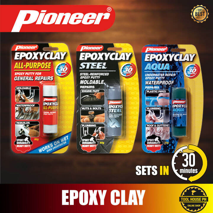Pioneer Epoxy Clay All Purpose, Steel & Aqua - 25g / 50g | Lazada PH