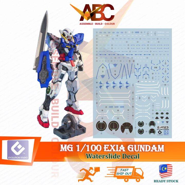 (Evo) Waterslide Decal - MG 1/100 Exia (Fluorescent) GN-001 Model Kit Water Sticker M123 能天使高达 ...