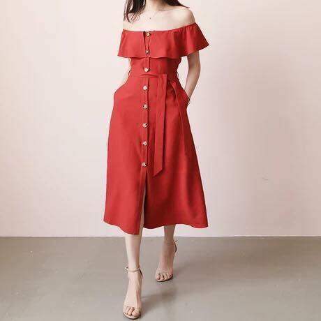 H.d korean fashion bestseller plain red dress | Lazada PH