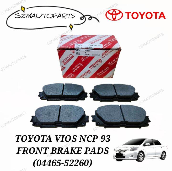 TOYOTA VIOS NCP93 FRONT BRAKE PADS OEM (04465-52260) | Lazada