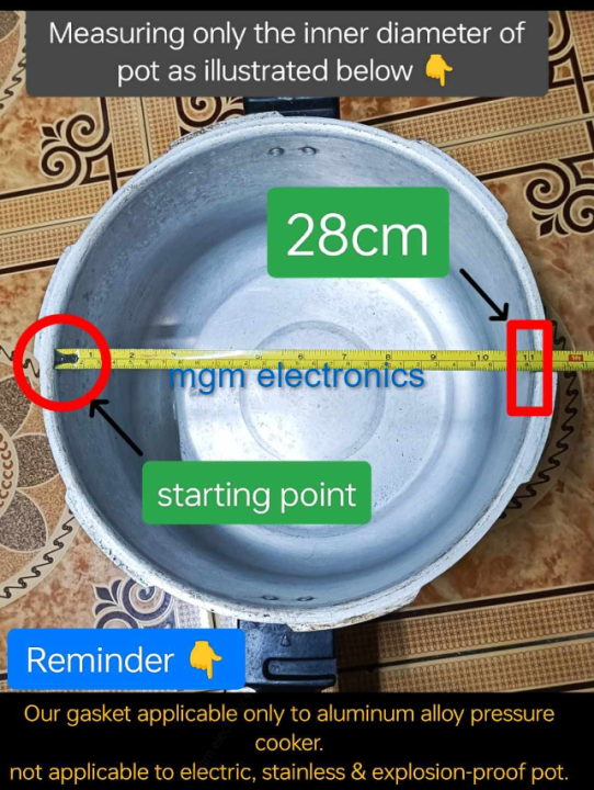 Pressure Cooker Rubber Seal Gasket sizes 18, 20, 22, 24, 26, 28, 30, 32 cm for Aluminum P ...