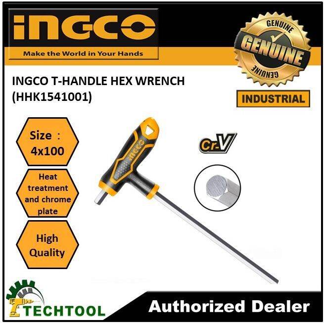 INGCO T-HANDLE HEX WRENCH 4x100 (HHK1541001) | Lazada PH