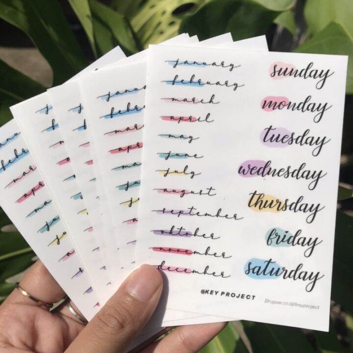 Stiker bulan dan hari/ aesthetic sticker/ journal stickers KP001 ...