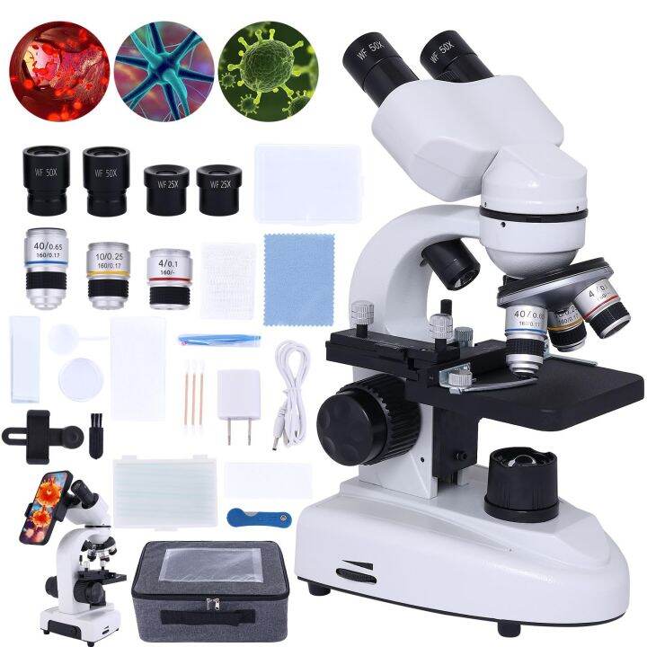 Poothoh Compound Binocular Microscope 40-2000X Double Mechanical ...