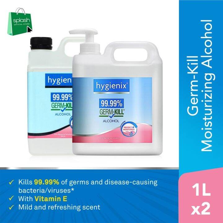Hygienix Germ-Kill Alcohol with Moisturizer 1 Liter with pump Alcohol w ...