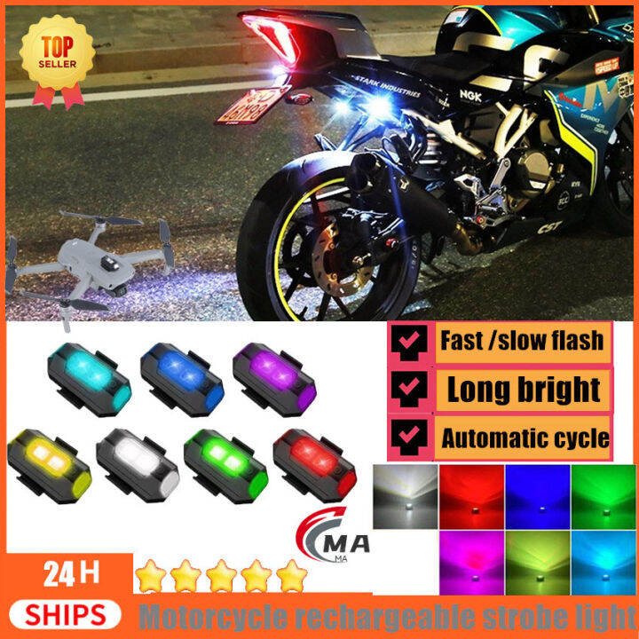 【Fast Delivery】1pc 3/4/7colors 12V 6W Universal Rechargeable Strobe ...