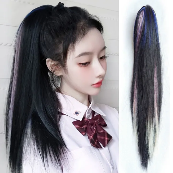 Horse-hair wig female long hair grab clip long straight hair double son ...
