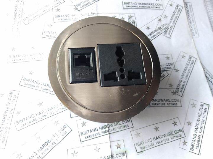 Table Top Bulat Hairline Power Socket Network Isi Colokan Listrik Tanam ...