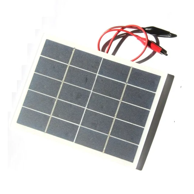 5W 5V Mini Solar Panel With Clip Small Solar Power 3.7v Battery Charge ...