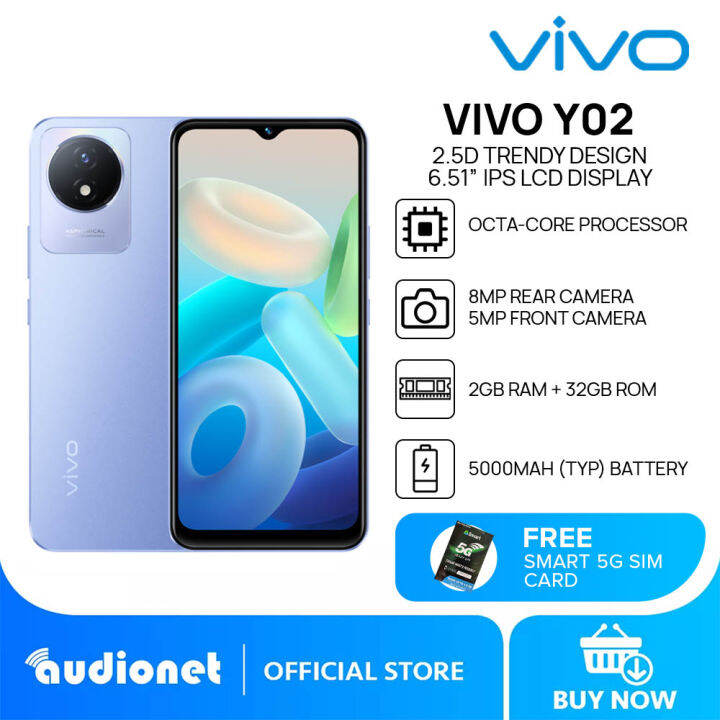 Vivo Y02 Smartphone | 2GB RAM+32GB ROM | 6.51” IPS LCD Display | Octa-core Processor | 5000mAh ...