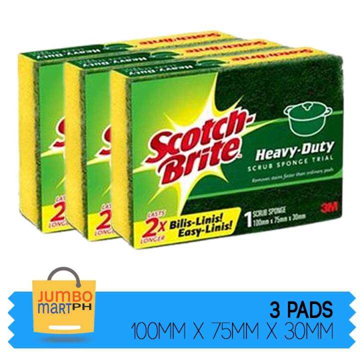 3M SCOTCH BRITE SCRUB SPONGE TRIAL / 100MM x 75MM x 30MM / 3 PADS ...