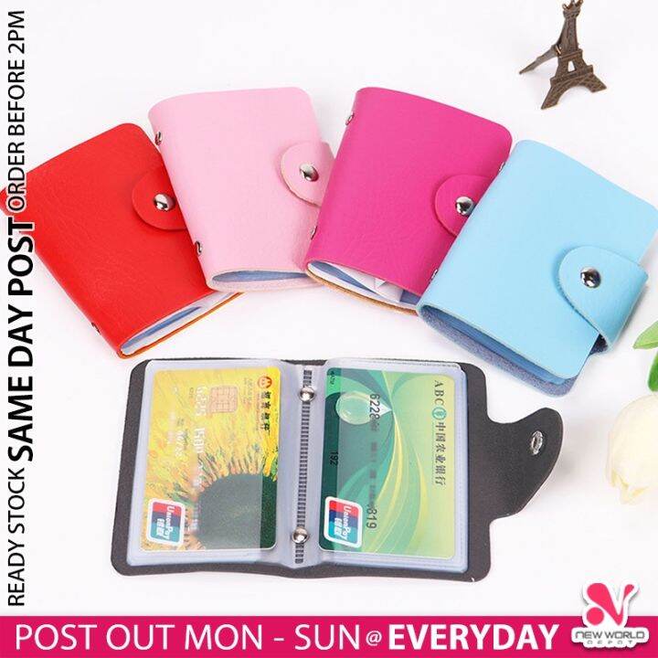 𝟮𝟰 𝗦𝗟𝗢𝗧𝗦 》PU Leather Cards Holder Case Debit Credit Card IC Driving ...