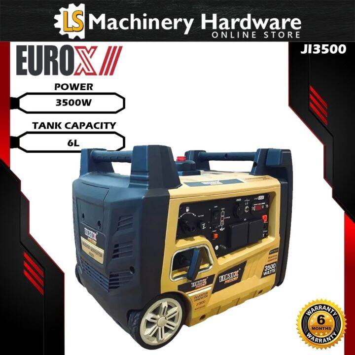 Eurox JI3500 3.5kw Silent Inverter Petrol Generator - Recoil Start - Heavy Duty - 6 Months Local ...