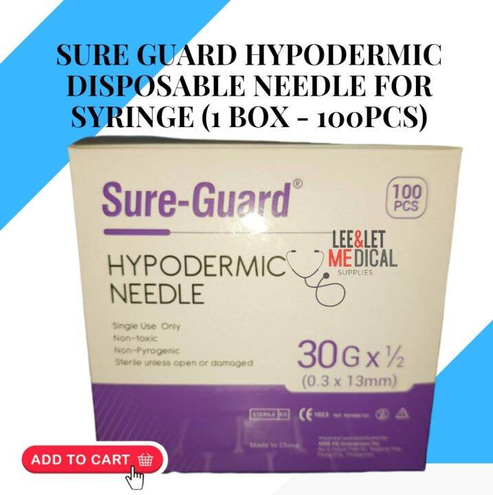 Sure Guard Hypodermic Disposable Needle for Syringe (1 Box - 100pcs ...