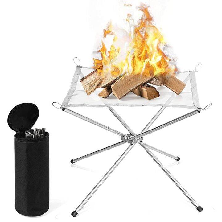 Portable Fire Pit Outdoor Campfire Folding Firewood Stand Camping ...