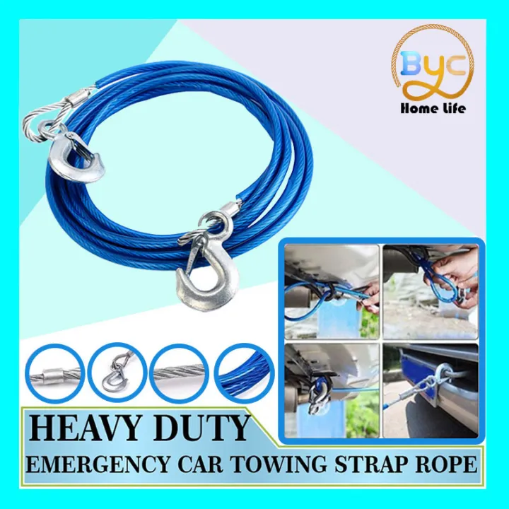 BYC 4M 5 Tons Heavy Duty Wire Cable High Strength Safety Hook Steel ...