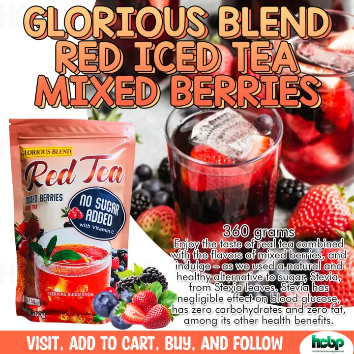 Glorious Blend Red Tea with Mixed Berries 360g with Stevia Extract and ...