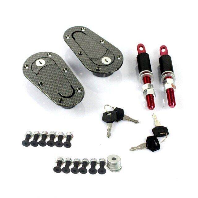 Universal Racing Car Hood Pin Quick Release Latch Pin Kit Black Carbon ...