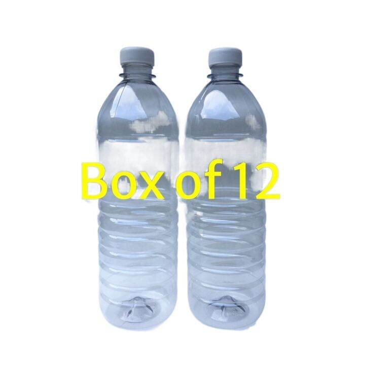 PET Plastic Bottle with Caps 1 liter - BOX of 12 pcs 1L 1000 ml for Juice Dishwashing Liquid ...