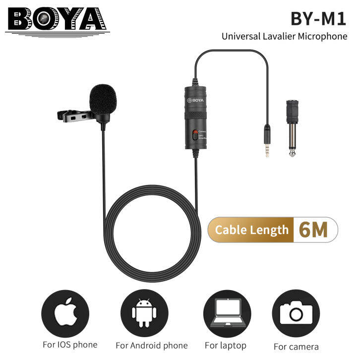 Boya M1 Lavalier Microphone Lapel Clip-on Microphone, Omnidirectional ...