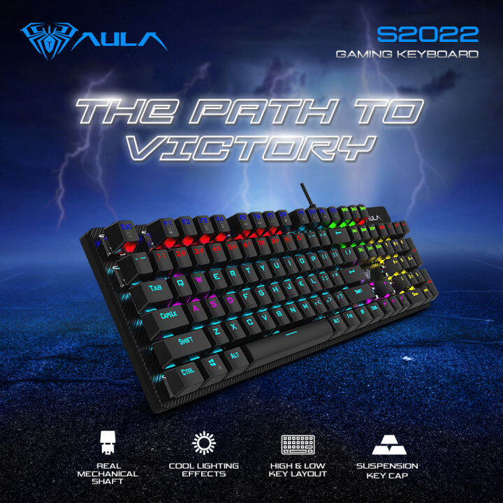 Aula S2022 Mechanical Gaming Keyboard, Wired, RGB, Full Layout, Media ...