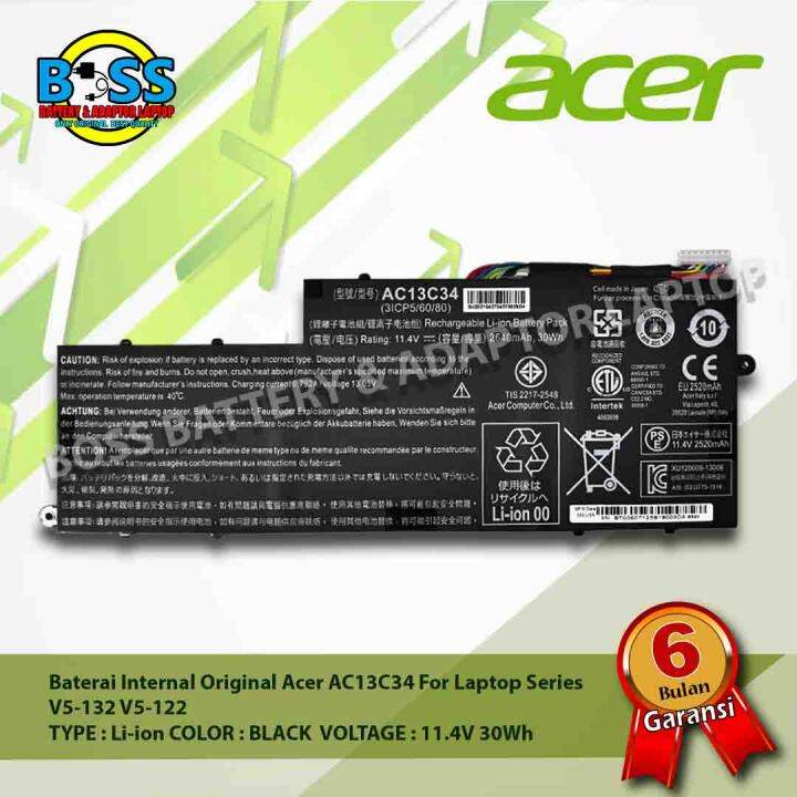 Original Baterai Internal Laptop Acer AC13C34 For Laptop Series V5-132 ...