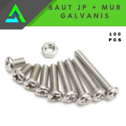 PAKET 100 PCS BAUT JP + MUR M5 X 10 PUTIH KEPALA OBENG KEMBANG ( + ) | Lazada Indonesia
