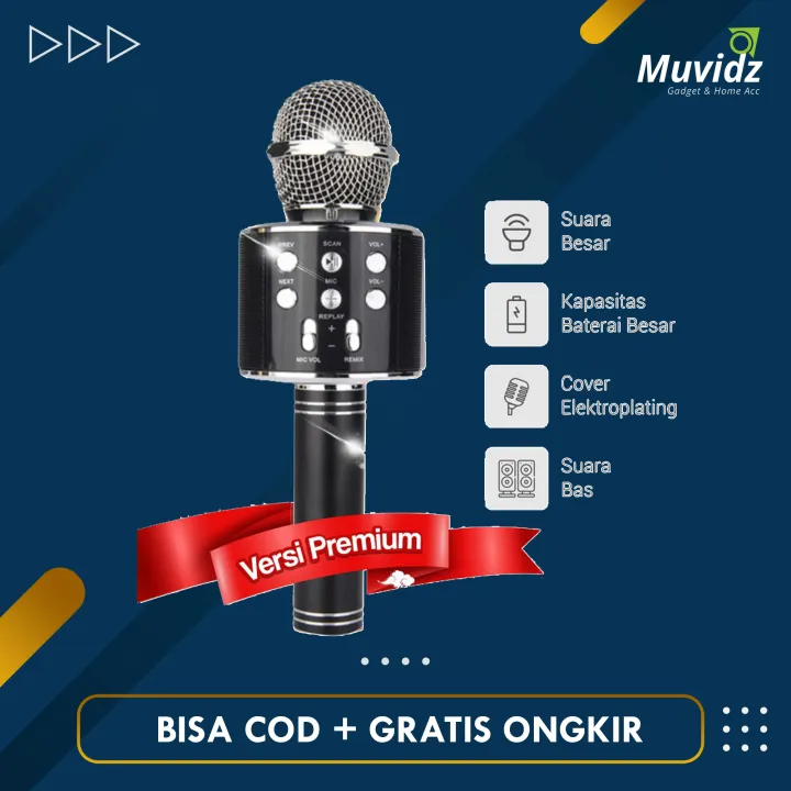 MIC Smule Karaoke Wester WS-858 Original Portable Bluetooth Wireless Microphone Speaker USB ...