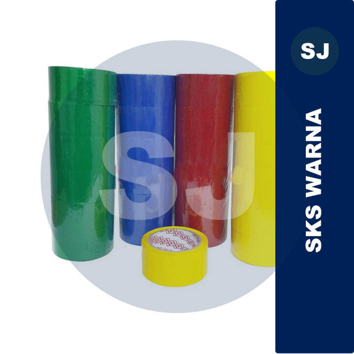 Lakban Warna 48 mm Merah Hijau Biru Kuning Hitam Putih susu Isolasi ...