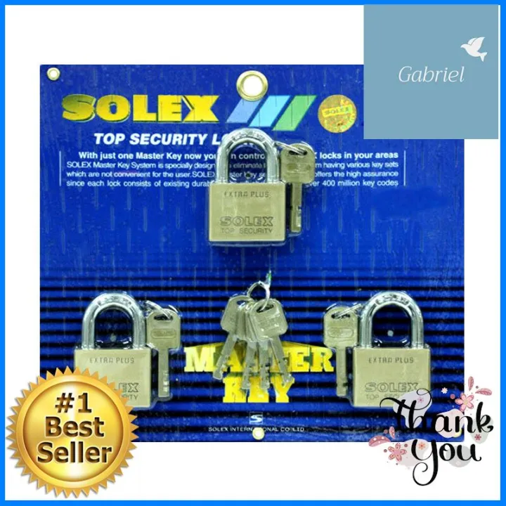 กุญแจคีย์อะไลค์ลูกปืนคล้องคอสั้น2คอยาว1ทองเหลือง SOLEX รุ่น EXTRA 45(2)L45(1) ขนาด 45มม. สี ...