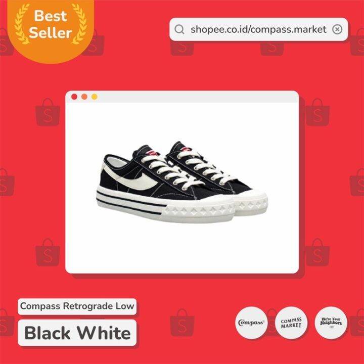 Compass RETROGRADE LOW BLACK & WHITE Shoes | Lazada