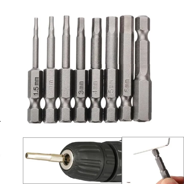 8pcs/set Hex Head Allen Bits Allen Wrench Screwdriver Socket 50mm 1/4 ...