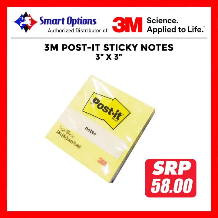 3M 654 Post-it Sticky Notes 3inches x 3inches / 76mm x 76mm | Lazada PH